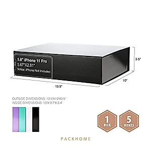 PACKHOME Gift Box 13x9.7x3.4 Inches, Large Gift Box with Lid, Sturdy Shirt Box with Magnetic Lid for Wrapping Gifts (Glossy Metallic Black)