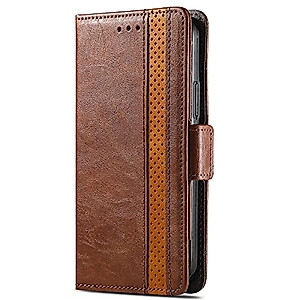 HUANGTAOLI Phone Case for Oppo A77 5G, PU Leather Wallet Card Slots Magnetic Closure Protective Phone Case for Oppo A77 5G Brown