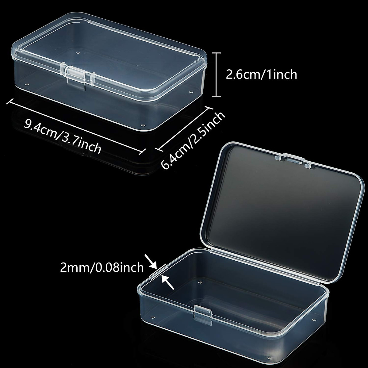 SATINIOR 24 Packs Small Clear Plastic Beads Storage Containers Box with Hinged Lid for Storage of Small Items, Crafts, Jewelry, Hardware (3.7 x 2.5 x 1 Inches)