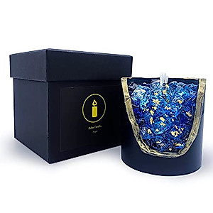 Aromatherapy Soy Candle | Soy Wax Candle with Essential Oil | Crystals & Dried Flower | Handmade | Meditation Candles | Gift - Seline Candles (Crystal Candle Blue)