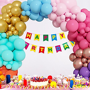RUBFAC 174pcs Tropical Balloon Arch Kit, Rainbow Balloon Garland for Hawaiian Luau Summer Theme Party Decoration Birthday Baby Shower Bridal Wedding