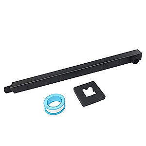 NearMoon 16 Inch Shower Arm, Rain Shower Head Extension Extender, With Flange and Teflon Tape, Made of Thicken Stainless Steel for Bathroom Rainfall Showerhead (Matte Black)