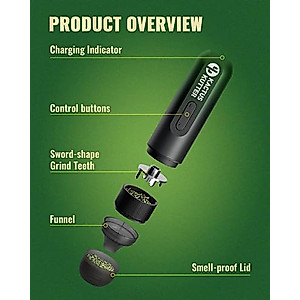 KactusKutter K1 Electric Spice Grinder Battery Powered Automatic Portable For Kitchen Herb Grinding - Holds up to 1 Gram (Shadowed Emerald)