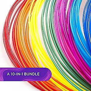 Smart Novelty Premium 3D Pen Filament Refill 10-in-1 Multicolor Bundle Universally Compatible Multicolored 1.75mm - PLA High Precision Pen & Printer Filament Refills- 16 Feet Per Color