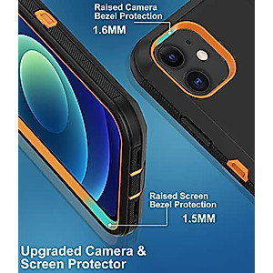Aimoll-88 for iPhone 12 Case, iPhone 12 Pro Case, with Built in Screen Protector Heavy Duty Drop Protection Shockproof Dust Proof Protective Phone Cover for Apple iPhone 12/12 Pro (Black/Orange)