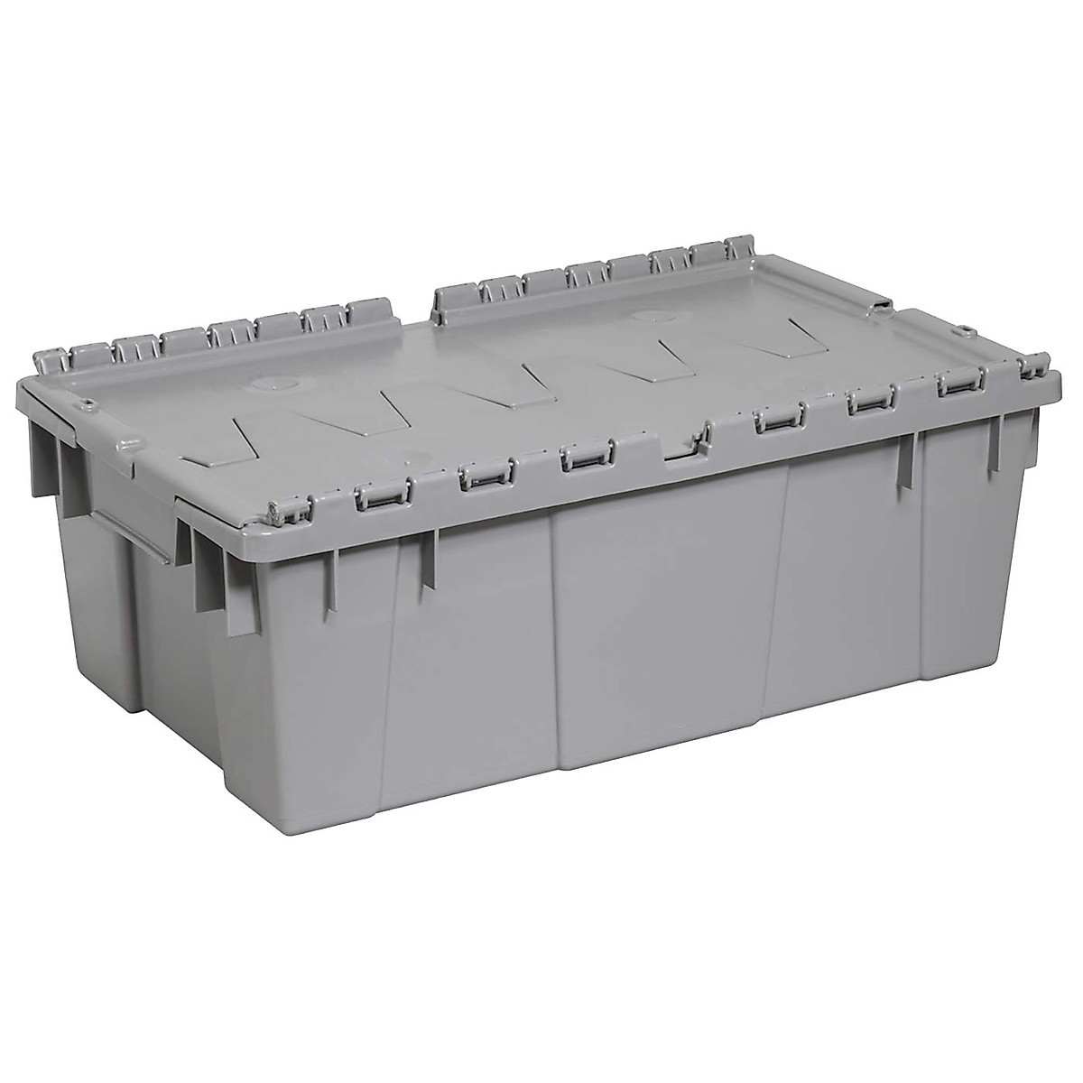 Buckhorn AR2012070201000 Industrial Plastic Storage Tote with Hinged Attached Lid, (20-Inch x 12-Inch x 7-Inch), Gray