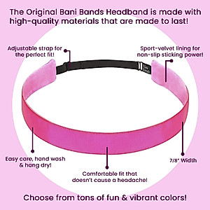 BaniBands Headbands for Women - Non Slip Adjustable Sports Head Bands - Made in USA - Perfect Headband for Active Women Stays in Place During Workout, Running, Yoga and More - Black