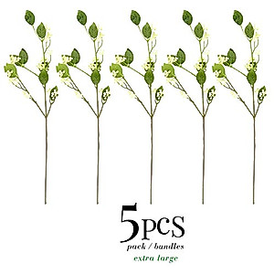 AUSBENDER DewberrySpray 5pcs Berry Spray Americana／Picks Faux Berry 30.7" Blossom Tall Plant Outdoor Floral Arrangement Decoration Berries Crafts Home Decor Holiday Wedding Parties Primitive(White)