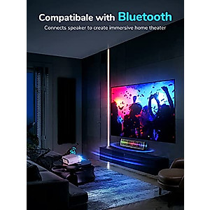 YEHUA Mini Projector with WiFi and Bluetooth,4k Portable Projector HD 1080P and 200" Screen Supported, LED Outdoor Movie Projector with Remote,Compatible with iOS,Android,HDMI,VGA,AV,2 USB Interface