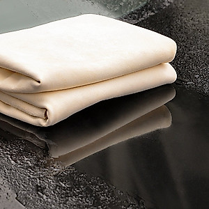 (3 Pack) Car Natural Chamois Cleaning Cloth,Absorber Towel for Car Chamois Drying Towe RIVERLAKE Genuine Deerskin Leather Auto Car Wash Drying Towel,Super Absorbent,3 Available Sizes. (L/M/S 3IN1)