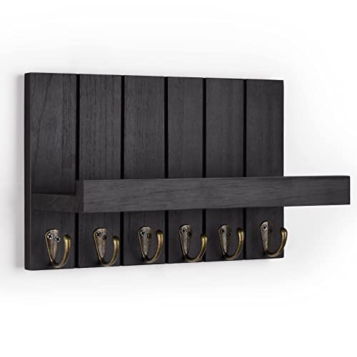 DLQuarts Key Holder for Wall Decorative Mail Holder Wall Mount Mail Organizer with 6 Key Hooks Key Hanger Wall Hooks, Black