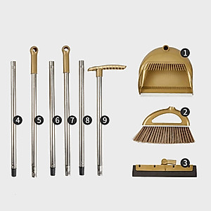 Fenteer 3Pcs Dustpan Broom Set Combo Set Floor Wiper Foldable Dust Brooms Set Broom Dust Pan for Indoor Household Office Outdoor Cleaning Gadgets, A