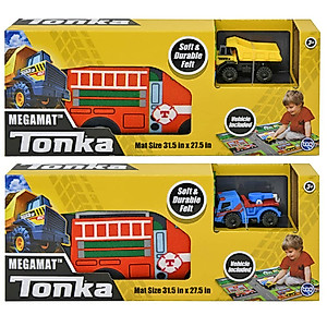 Tonka Truck Mega Mat with Vehicle Set for Kids - Bundle with Tonka Truck Playmat with Vehicle, Bonus Stickers and More | Tonka Toys for Boys 3-5