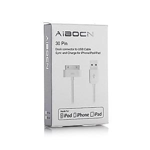 Aibocn MFi Certified 30 Pin Sync and Charge Dock Cable (New Packaging × 2 Pack)