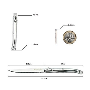 Laguiole by Hailingshan Steak knives Serrated Edge Sharp Light Premium Dishwasher Safe Stainless Steel knife set of 8 Silverware with Gift Box