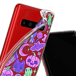 TPU Phone Case Compatible with Samsung A72 A71 5G A70 A51 A50 A32 A21 A11 A12 A13 A14 A01 Ghost Print Lightweight Soft Cat Spooky Cover Bats Flexible Pizza Silicone Purple Pumpkins Shockproof