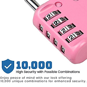 RESET-060 4 Digit Combination Lock Outdoor Padlock for School Gym Sports Locker Fence Toolbox Gate Suitcase Hasp Pink