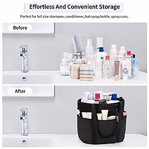 Travel Toiletry Bag, Large Capacity Toiletry Bag for Women Men, Mesh Shower Tote Bag, Quick Dry Shower Caddy Portable Toiletry Bath Bag Organizer for Bathroom, Gym, Beach, Swimming, Traveling, Black