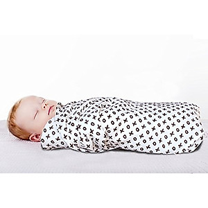 Muslin Baby Swaddle Blankets, 47x47 (3 Pack) Black, White, XO, Stripe, Cross