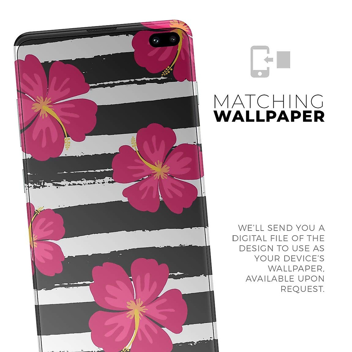 DesignSkinz Tropical Summer Hot Pink Floral v2 Protective Vinyl Decal Wrap Skin Cover Compatible with The Samsung Galaxy S20 (Screen Trim & Back Glass Skin)