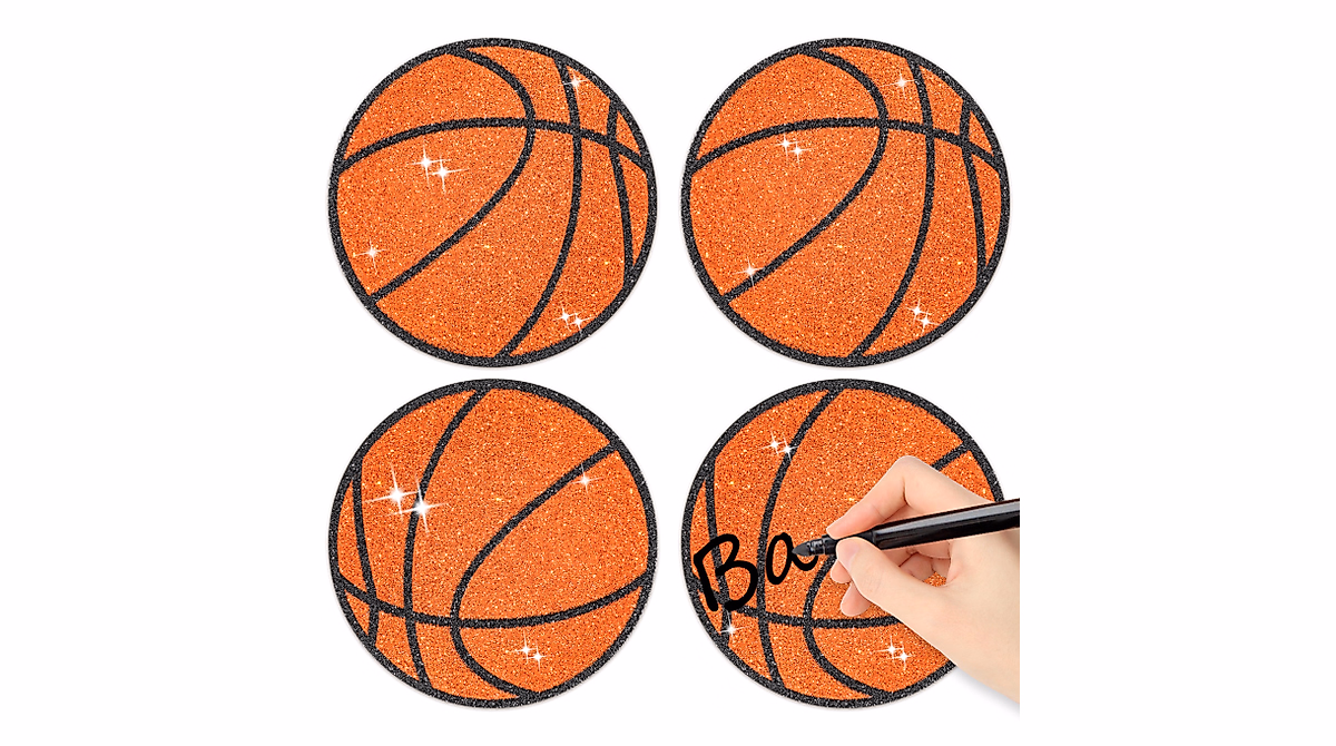 BWkoss Glitter Basketball Cutouts- 100Pcs Sport Ball Bulletin Board ...