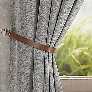 Home Queen Leather Curtain Tie Backs Attach to Wall, Outdoor Drape Holder Holdbacks Tiebacks with Wall Hooks, 4 Pack, Chocolate