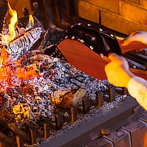 AMAGABELI GARDEN & HOME Wood Fireplace Bellows 19"x 8" Large Artificial Leather Bellow Fire Pit Air Blower With Hanging Strap Cast Nozzle Outdoor Cooking Fan Camping BBQ Grill Chimney Barbecue Tools