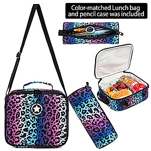 Jasminestar Rolling Backpack for Girls 18inch with Lunch Bag and Pencil Case, Lightweight School Bookbags for Boys and Girls