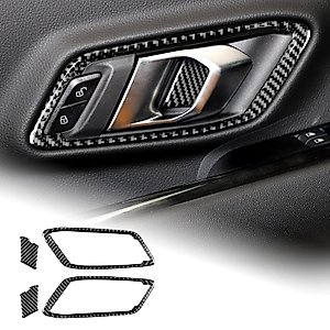 AIRSPEED for Supra Door Handle Panel Cover Carbon Fiber Door Pull Handle Frame Sticker Inner Trim for Toyota Supra GR A90 A91 MK5 2019-2022, Black