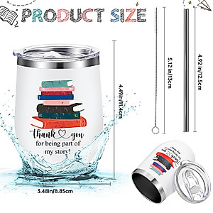 Sieral 4 Sets Book Lovers Gifts Teacher Gifts Includes 12 oz Stainless Steel Wine Tumbler with Lid Library Canvas Tote Bag Novelty Socks Thank You Bookmark Tassel for Nursing Teacher