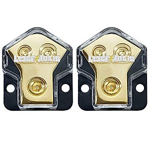 LEIGESAUDIO 0/2/4 Gauge in 4/8 Gauge AWG Out Amp Power Distribution Block for Car Audio Splitter-2 Way（2 Pack）