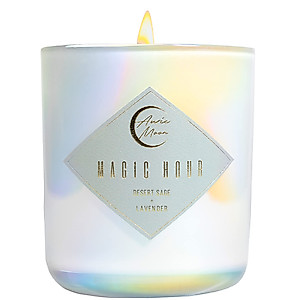 Auric Moon | Desert Sage + Lavender Scented Luxury Soy Coconut Candle for Women | Slow 70+ Hour Burn | Wood Crackling Wicks | Hand-Poured in California