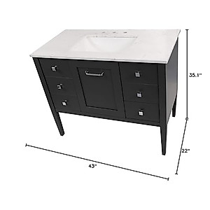 Spring Mill Cabinets Fordwin Bathroom Vanity with 1-Door Cabinet, 6 Drawers, Countertop with Undermount Sink, 43" W x 22" D 35.1" H, Shale Gray/Pulsar Top