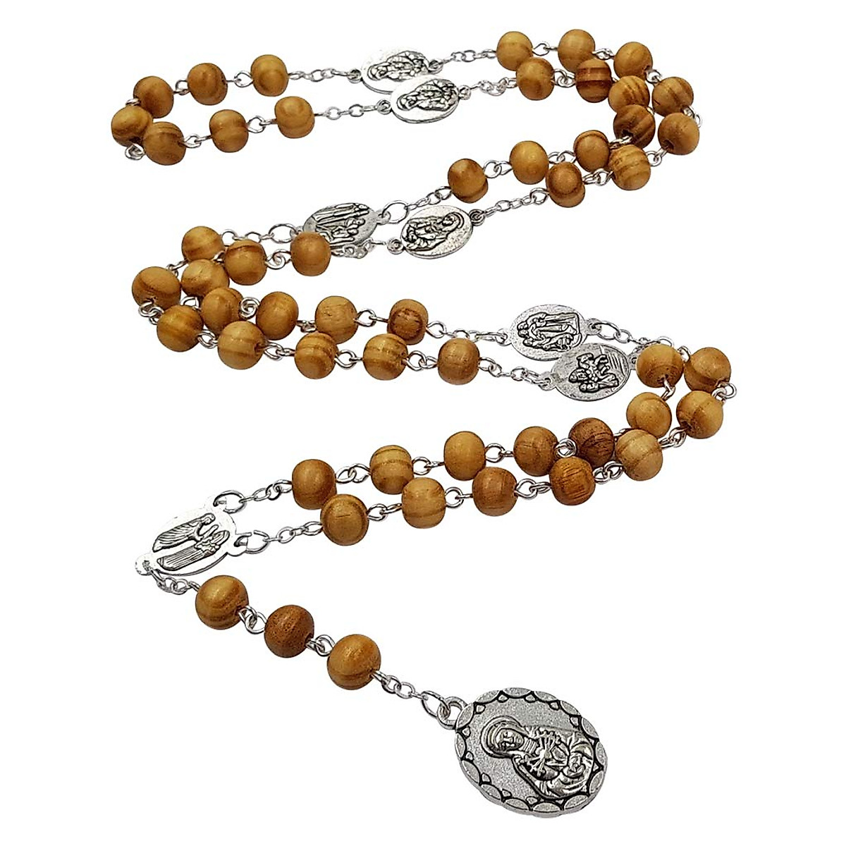 TALISMAN4U Seven Sorrows of Mary Rosary Chaplet Wooden Beads Catholic Jewelry Necklace for Women Men with Rosary Box