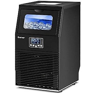COSTWAY Commercial Ice Machine, 88LBS/24H Automatic Portable Freestanding Ice Cube Maker with Scoop, Auto-Clean Ice Machine for Supermarkets Cafes Bakeries Bars Restaurants Black