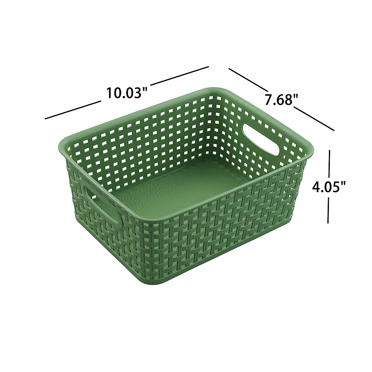 Sadstory Deep Green Plastic Woven Storage Basket, Plastic Shelf Basket, 6 Packs