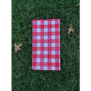 GSM Brands Disposable Tablecloths (5 Pack) - Plastic Tablecovers for Picnics or Parties with Checkered Red and White Design
