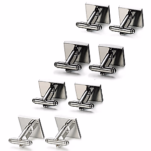 FIBO STEEL 4 Pairs Wedding Business Classic Cufflinks for Men Unique Cufflink Set Mens