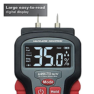 Calculated Industries 7445 AccuMASTER Duo Pro Pin & Pinless Moisture Meter Detects Hidden Leaks and Moisture | Combo Non-invasive Pad + Pin Sensors | for Restoration Contractors, Woodworkers, DIYs
