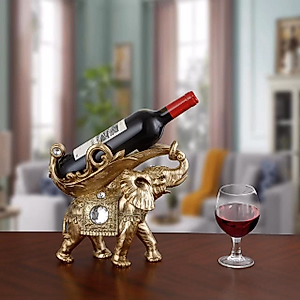 ICE ARMOR George S. Chen Imports Golden Thai Elephant Wine Holder 11 1/4" Wide Statue Figurine (7888216)