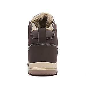 TSIODFO Winter Shoes for Men Cold Weather Snow Boots Insulated Fur Warm Outdoor Hiking Ankle Boots Waterproof Brown size 6.5