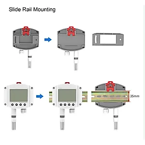 Zerodis Temperature Sensor Humidity Transmitter Wall Mount LCD Display Temperature and Humidity Sensor 4‑20mA for Green House Machine Equipment