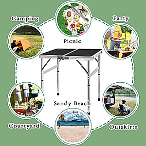 HQTrailTrekker Small Camping Table Lightweight Folding Table Height Adjustable Picnic Table Patio Table Easy Set Up Dinner Table Portable Outdoor Tables for Beach Hiking Fishing BBQ