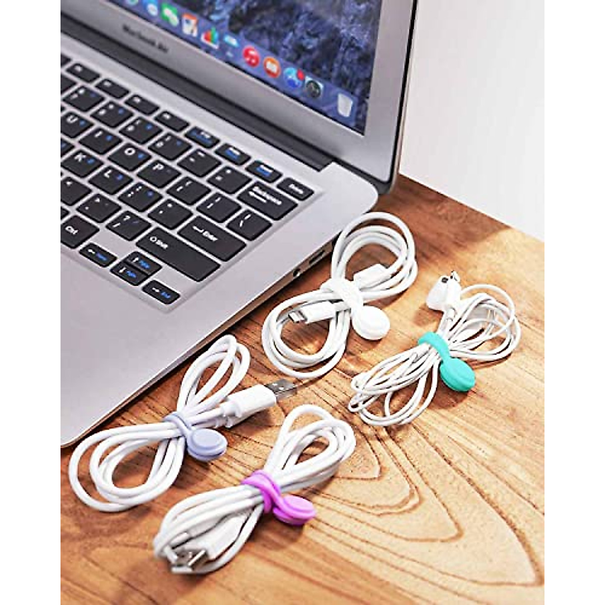 Magnetic Cable Ties 10 PCS Reusable Cable Organizers Earbuds Cords USB Cable Manager Keeper Wrap Ties Straps Bookmark Clips Whiteboard Noticeboard Fridge Magnets for Office, School, Home Organization