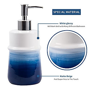 RZCNC Navy Blue Bathroom Accessories Set, 4-Piece Blue Ceramic Bathroom Decorations Accessories Set,Contain Toothbrush Cup,Soap Dispenser,Soap Dish,Tumbler