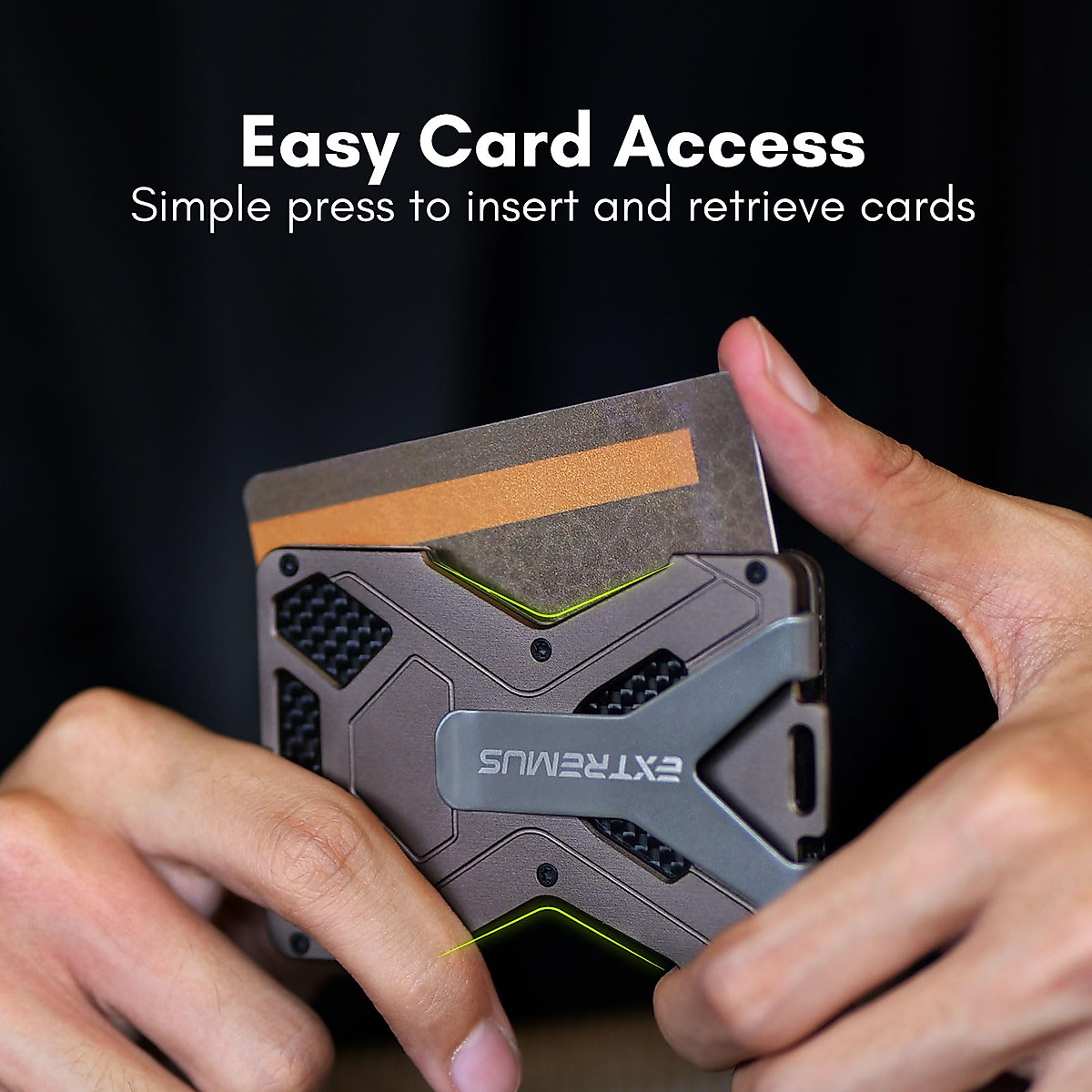 Extremus ID Wallet, Slim Tactical Wallet with Money Clip and Credit Card Holder, Minimalist Front Pocket Wallet for Men, Rfid Blocking Wallet, Holds 24 Cards Plus Cash, Gunsmoke