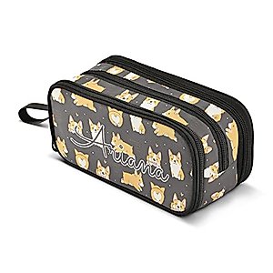 J JOYSAY Custom Corgi Cute Dogs Pencil Case Large Big Capacity Personalized Pencil Bag for Girls Boys Customized Pouch Bag Pen Boxes Stationery Pouch Zipper for Teens Adults Student