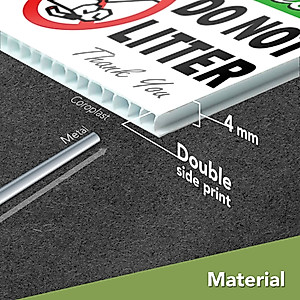 2 PC Please Do Not Litter Sign - 14x10 Coroplast Double Sided No Dumping Signs - No Littering Sign Outdoor - No Dumping Signs Private Property