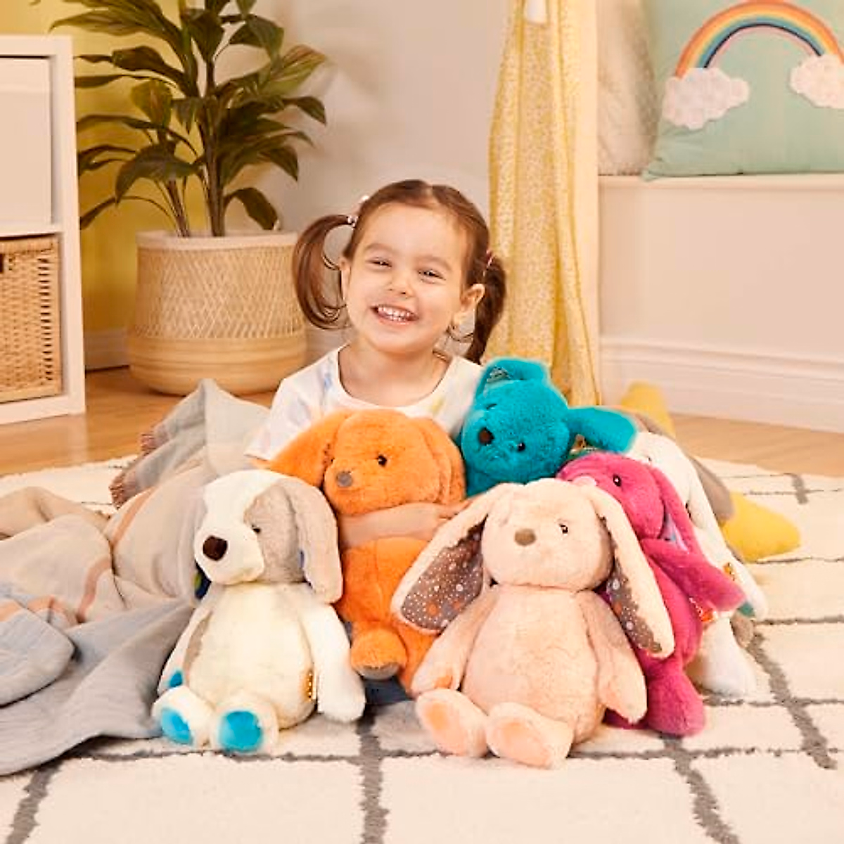 B. toys- B. softies-12" Plush Bunny -Super Soft Stuffed Animal- Washable Rabbit Toy- for Babies, Toddlers, Kids- Happy Hues- Cottontail Cutie Teal Bunny- 0 Months +