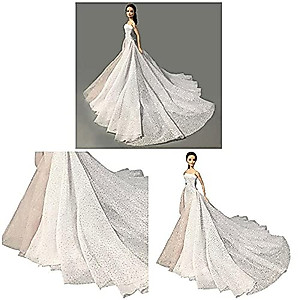 Princess Evening Party Clothes,White 11.5 Inches Fashion Wedding Dress for Doll Clothes Party,Gift for Kids 3 to 8 Years Old